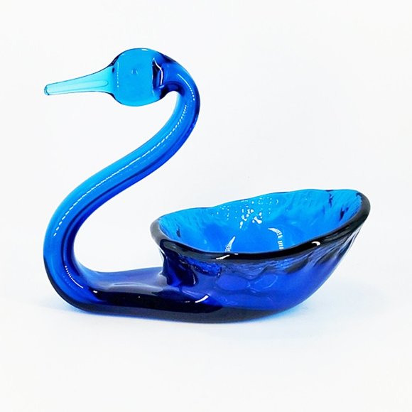 Viking | Accents | Viking Rainbow Art Glass Swan Hand Blown Cobalt Blue ...